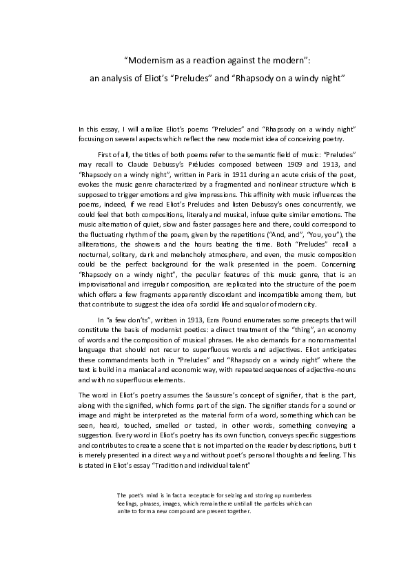 (DOC) Modernism as a reaction against the modern