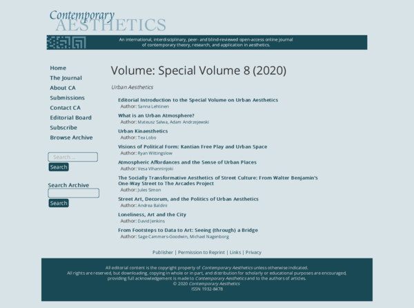 (PDF) Special Volume on Urban Aesthetics