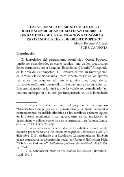(PDF) La influencia de Aristóteles en la reflexión de Juan de Matienzo ...