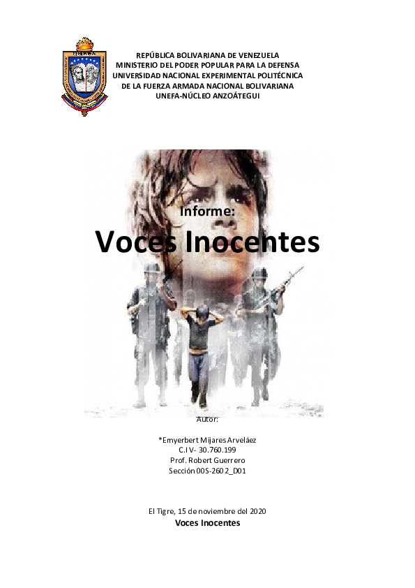 (DOC) analisis de la pelicula de voces inocentes
