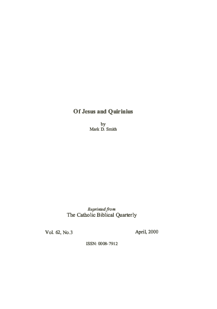 (PDF) Of Jesus and Quirinius