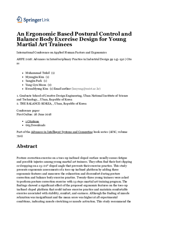 (PDF) An Ergonomic Based Postural Control and Balance Body Exercise ...