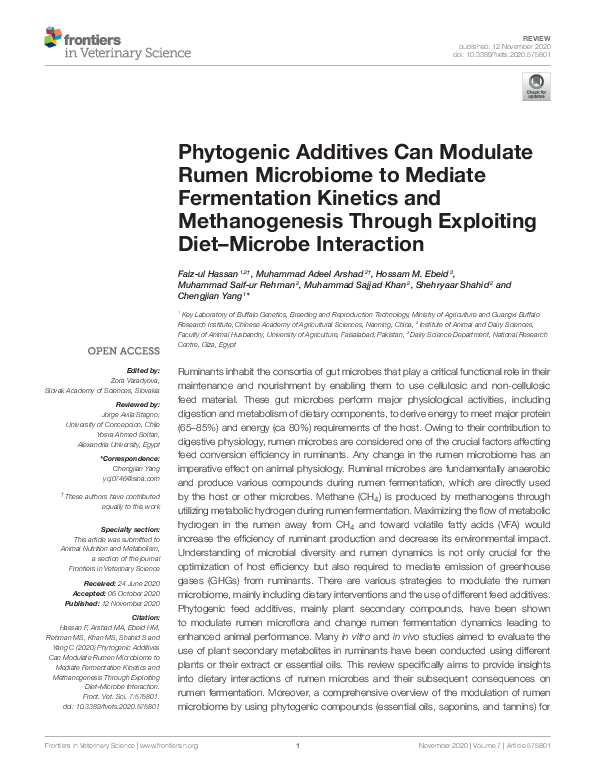 (PDF) Phytogenic Additives Can Modulate Rumen Microbiome to Mediate ...