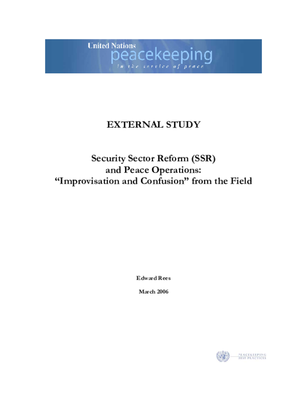 (PDF) EXTERNAL STUDY Security Sector Reform (SSR) and Peace Operations ...