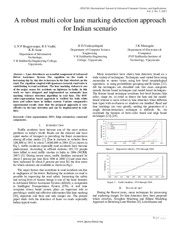 (PDF) A robust multi color lane marking detection approach for Indian scenario