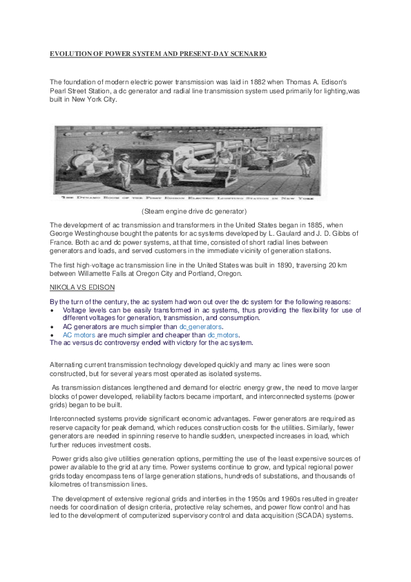 (PDF) EVOLUTION OF POWER SYSTEM AND PRESENT-DAY SCENARIO
