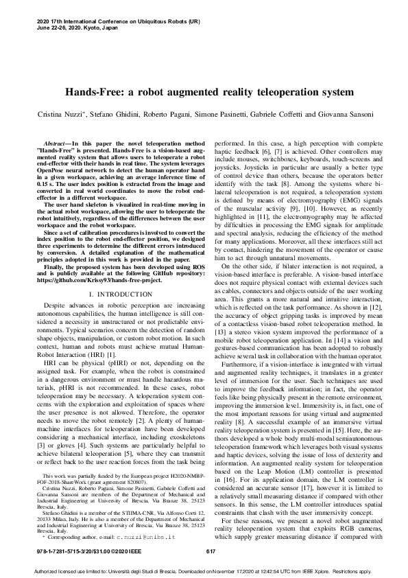 (PDF) Hands-Free: a robot augmented reality teleoperation system