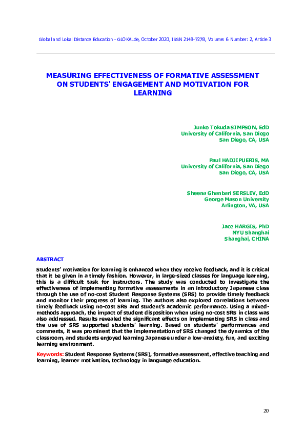 (PDF) Measuring effectiveness of formative assessment on students ...