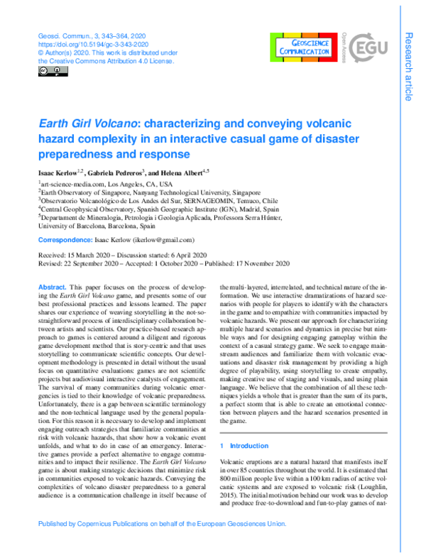 (PDF) Earth Girl Volcano: characterizing and conveying volcanic hazard ...