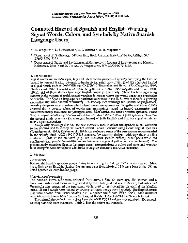 (PDF) Connoted Hazard of Spanish and English Warning Signal Words ...