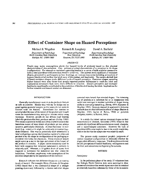 (PDF) Effect of Container Shape on Hazard Perceptions
