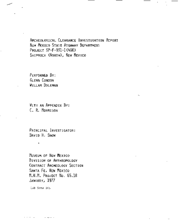 (PDF) A cultural resource clearance investigation near Tucumcari, New ...