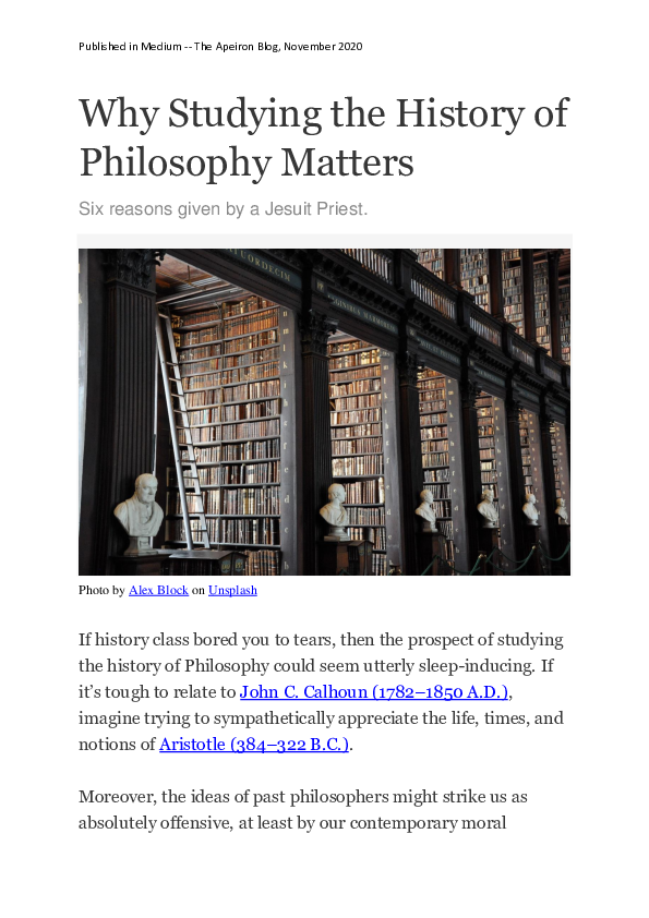 (PDF) Why Studying the History of Philosophy Matters
