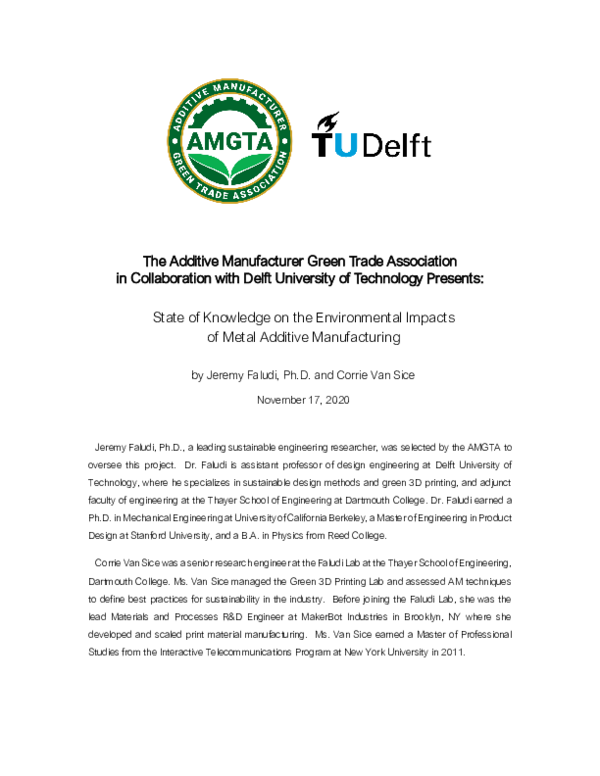 (PDF) State of Knowledge on the Environmental Impacts of Metal Additive ...