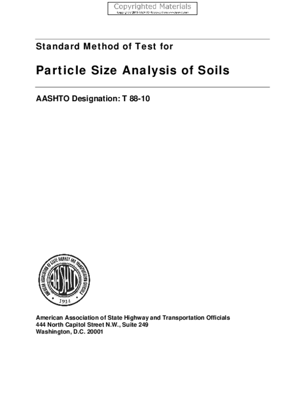 (PDF) Standard Method of Test for Particle Size Analysis of Soils