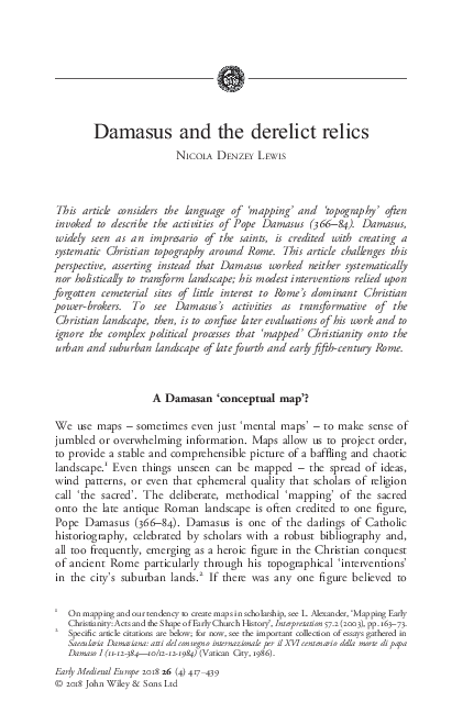 (PDF) Pope Damasus and Christian Memory Theatres