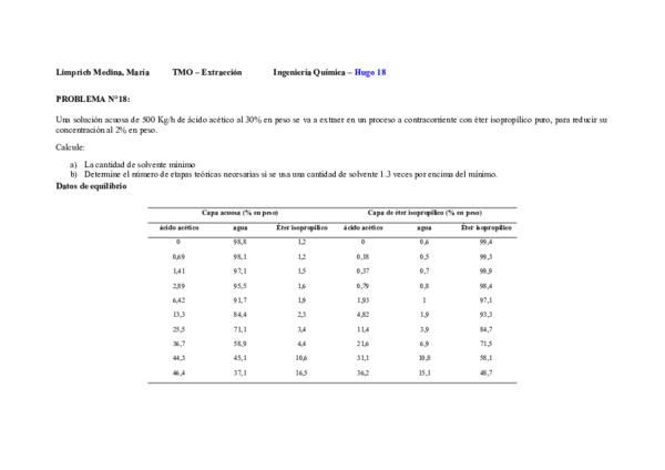 (DOC) Problema Resulto de una Extracción Liq-Liq. Resuelta por el ...