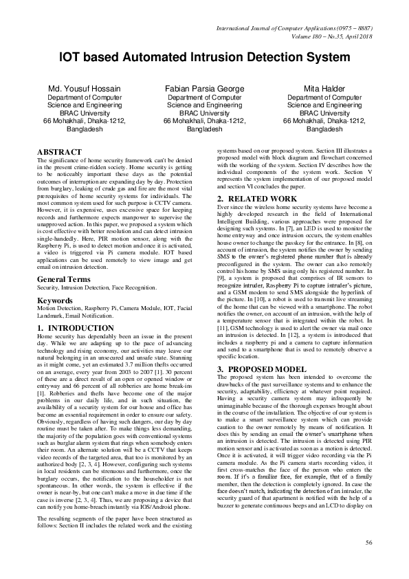 (PDF) IOT based Automated Intrusion Detection System