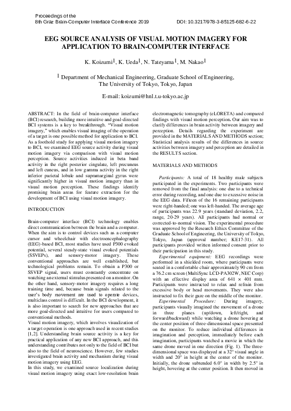 Pdf Eeg Source Analysis Of Visual Motion Imagery For Application To