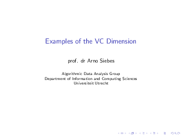 (PDF) Examples of the VC Dimension