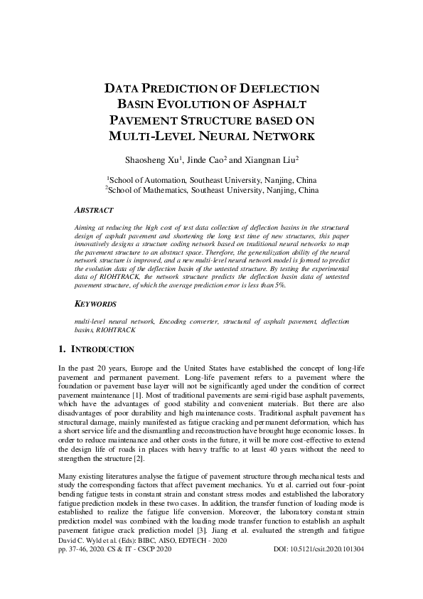 Pdf Data Prediction Of Deflection Basin Evolution Of Asphalt Pavement Structure Based On Multi