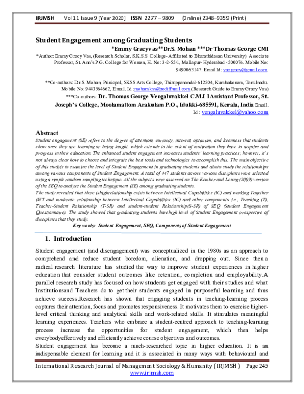 (PDF) Student Engagement among Graduating Students