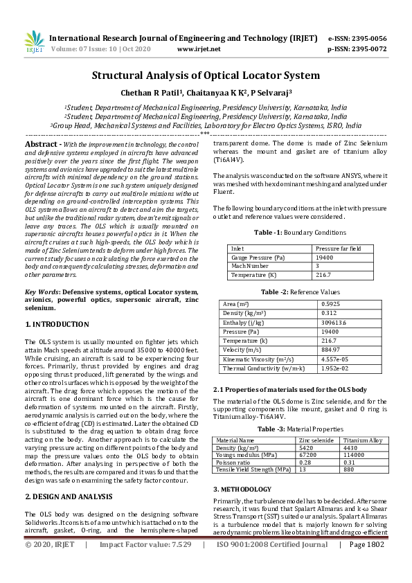 (PDF) IRJET- Structural Analysis of Optical Locator System