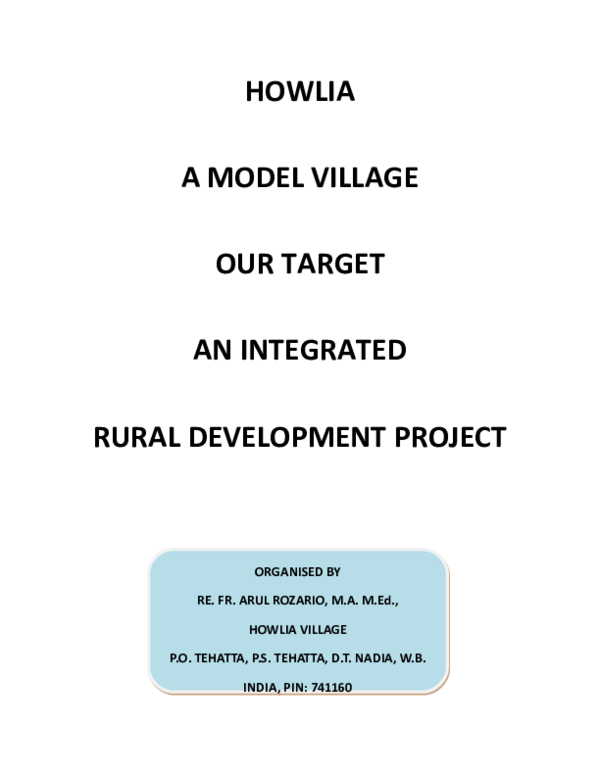 (DOC) HOWLIA A MODEL VILLAGE OUR TARGET AN INTEGRATED RURAL DEVELOPMENT ...