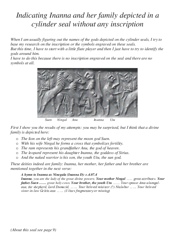 (PDF) Indicating Inanna and her family depicted in a cylinder seal ...