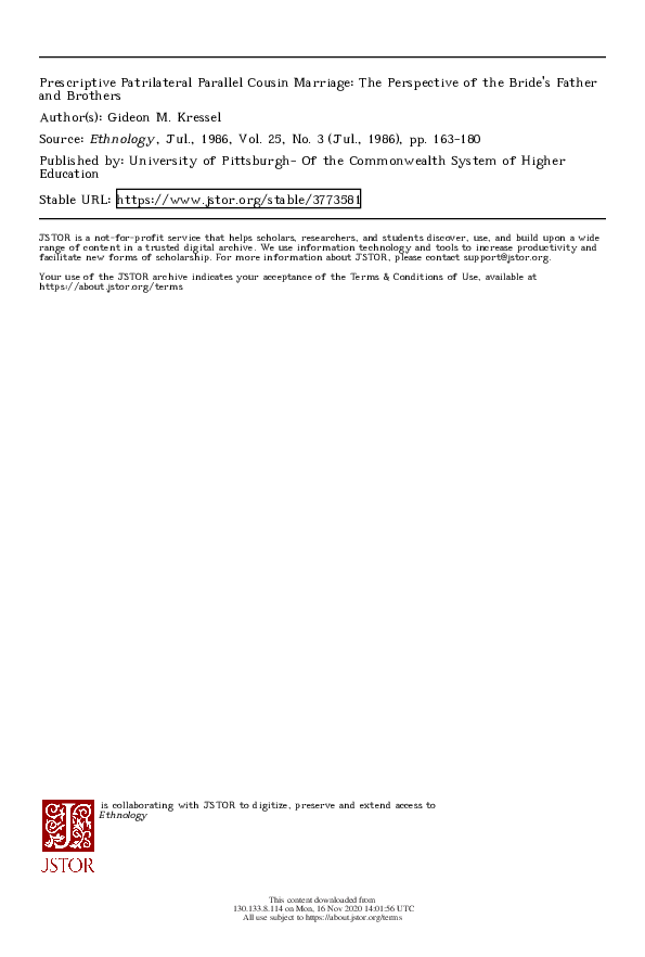 (PDF) Prescriptive Patrilateral Parallel Cousin Marriage: The ...