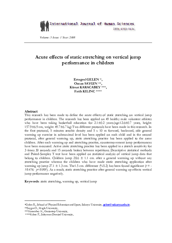 (PDF) Acute effects of static stretching on vertical jump performance in children
