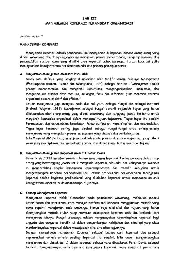 (PDF) Pertemuan 3 Matakuliah Koperasi dan UKM (BAB III MANAJEMEN KOPERASI PERANGKAT ORGANISASI)