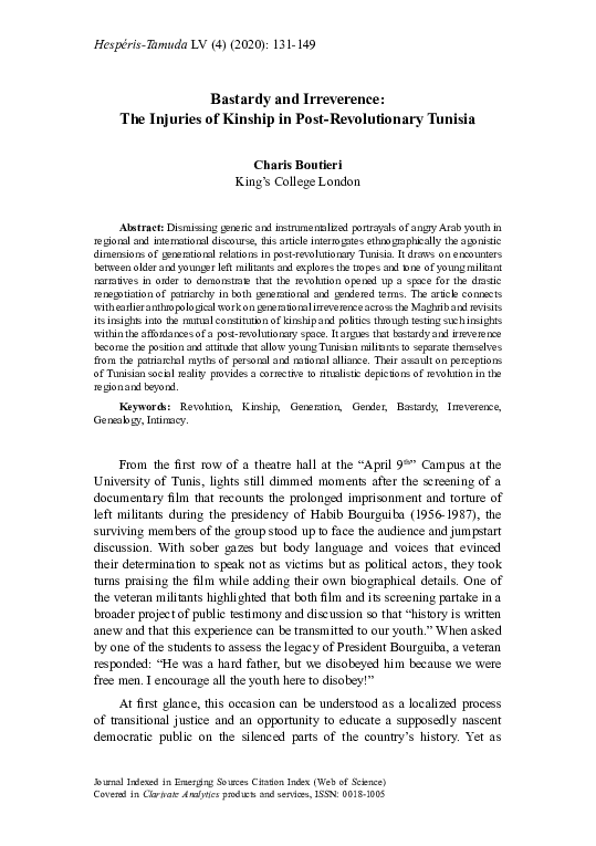 (PDF) Bastardy and Irreverence: The Injuries of Kinship in Post ...