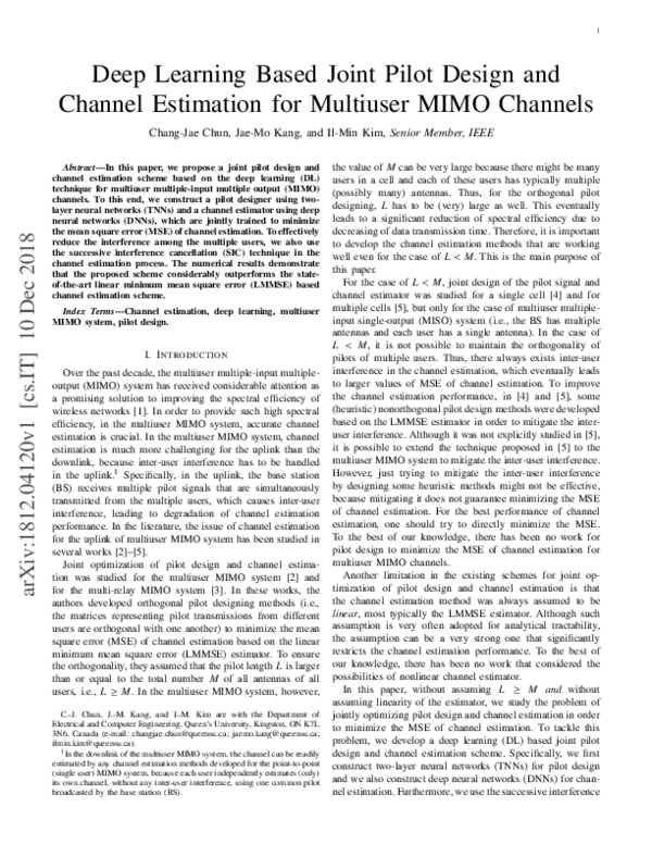 (PDF) Deep Learning Based Joint Pilot Design and Channel Estimation for ...