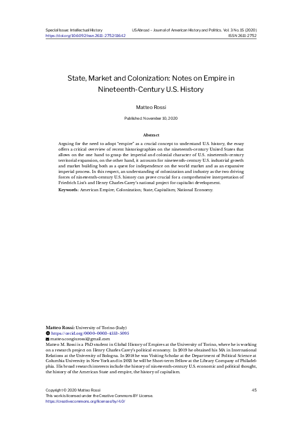 (PDF) State, Market and Colonization: Notes on Empire in Nineteenth ...