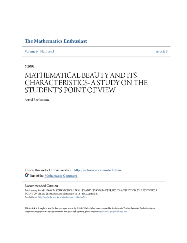 (PDF) MATHEMATICAL BEAUTY AND ITS CHARACTERISTICS-A STUDY ON THE ...