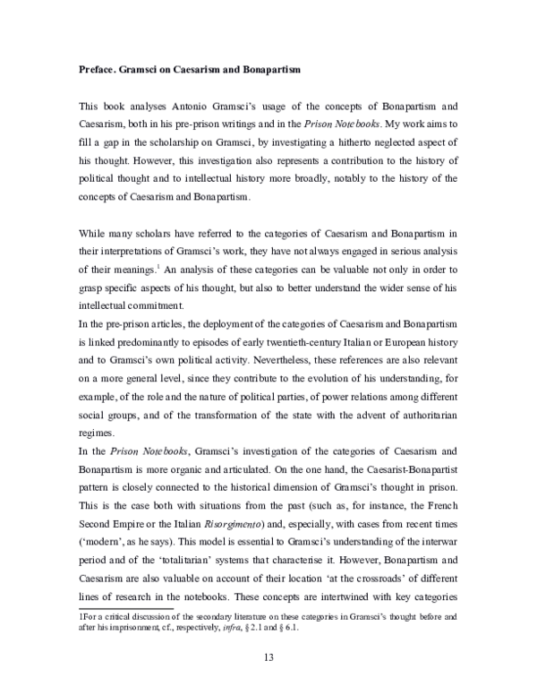 (PDF) Preface. Gramsci on Caesarism and Bonapartism