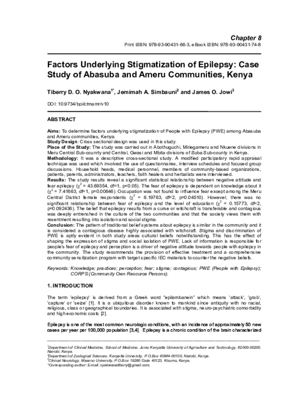 (PDF) Factors Underlying Stigmatization of Epilepsy: Case Study of ...