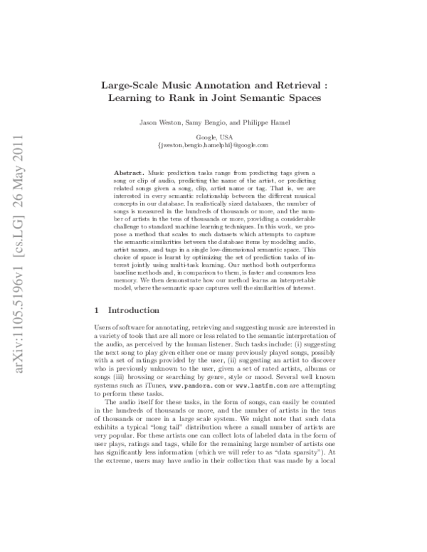 (PDF) Large-scale music annotation and retrieval: Learning to rank in ...