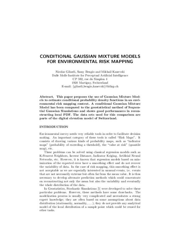 (PDF) Conditional Gaussian mixture models for environmental risk mapping
