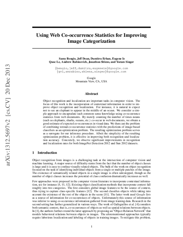 (PDF) Using web co-occurrence statistics for improving image categorization