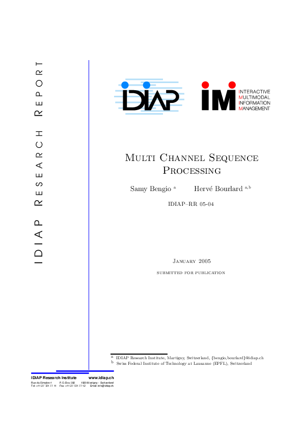 (PDF) Multi Channel Sequence Processing