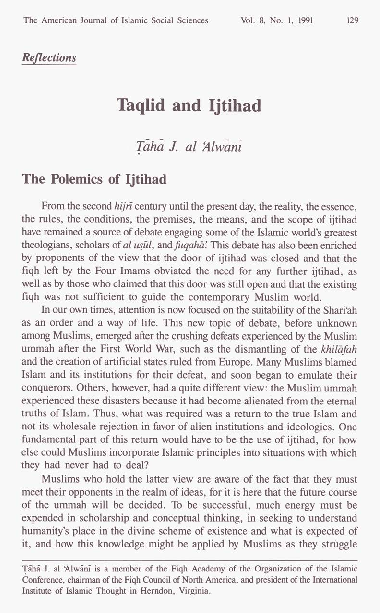 (PDF) Taqlid and the Stagnation of the Muslim Mind