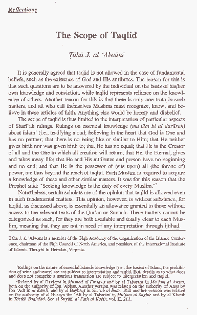 (PDF) The Scope of Taqlid
