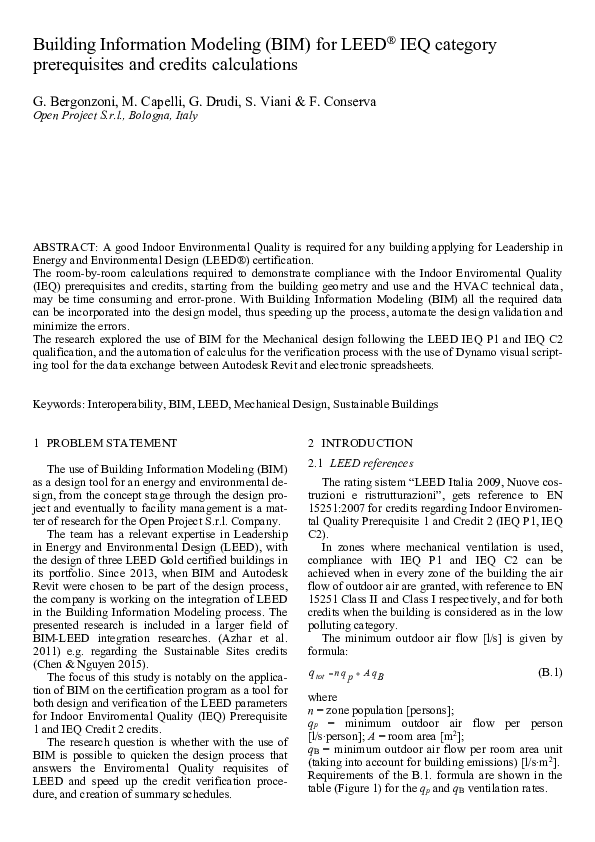 (PDF) Building Information Modeling (BIM) for LEED® IEQ category ...