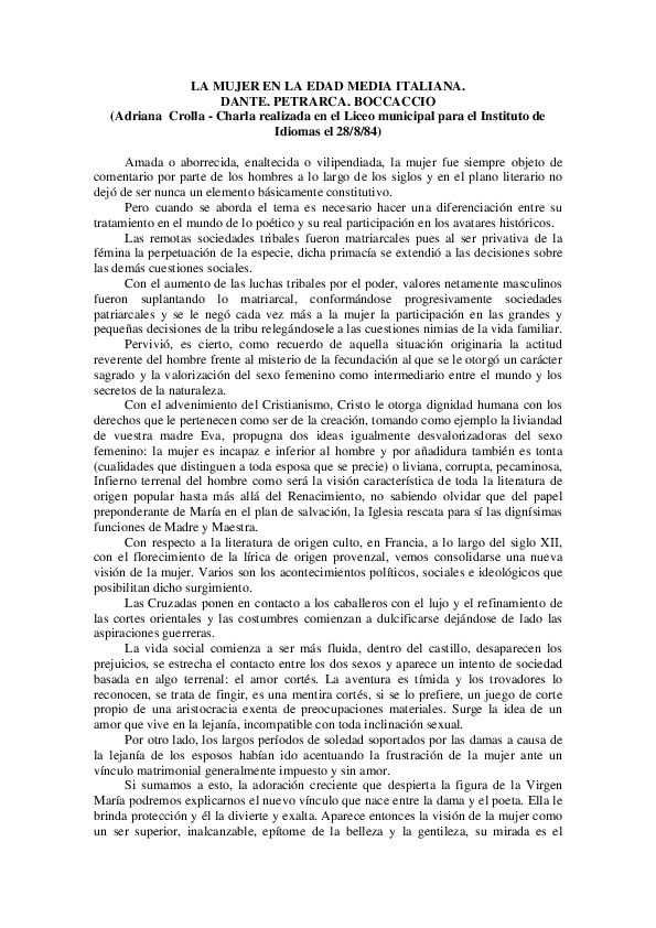 (PDF) LA MUJER EN LA EDAD MEDIA ITALIANA