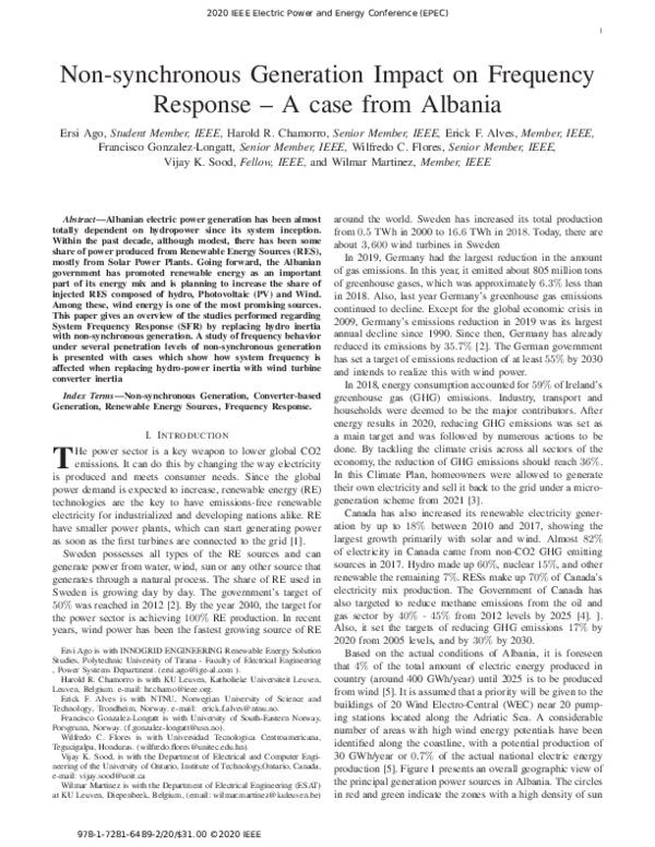 Pdf Non Synchronous Generation Impact On Frequency Response A Case