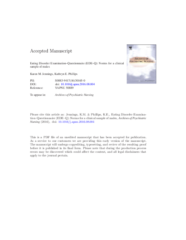 (PDF) ÔØ Å ÒÙ× Ö ÔØ Eating Disorder Examination-Questionnaire (EDE-Q ...