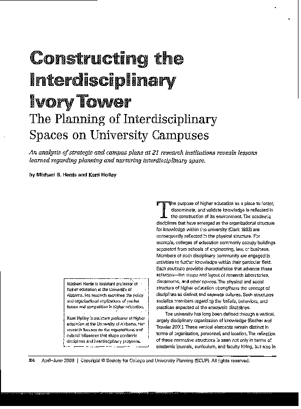 (PDF) Constructing the interdisciplinary ivory tower: The planning of ...