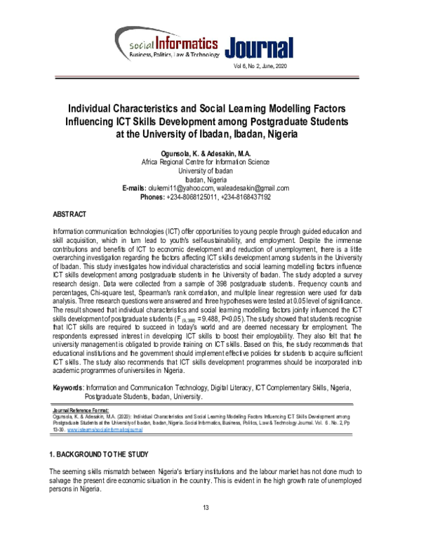 (PDF) Individual Characteristics and Social Learning Modelling Factors ...